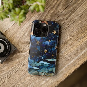 Stars Phone Case Faux Stained Glass, Starry Night Cover, iPhone 11 12 ...