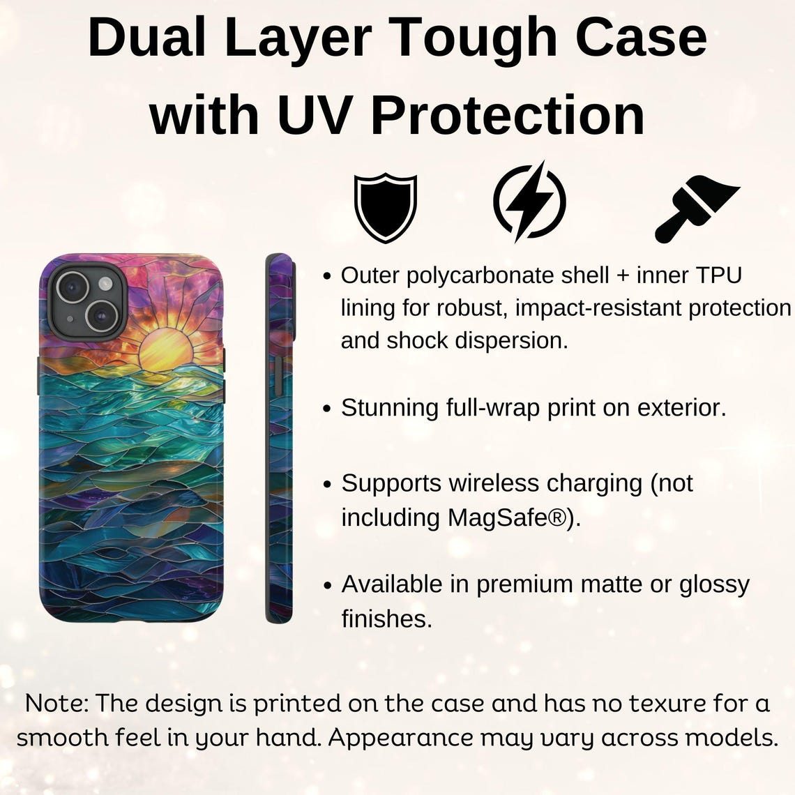 Beach Sunset Phone Case Faux Stained Glass Ocean Sunrise Phone Case ...