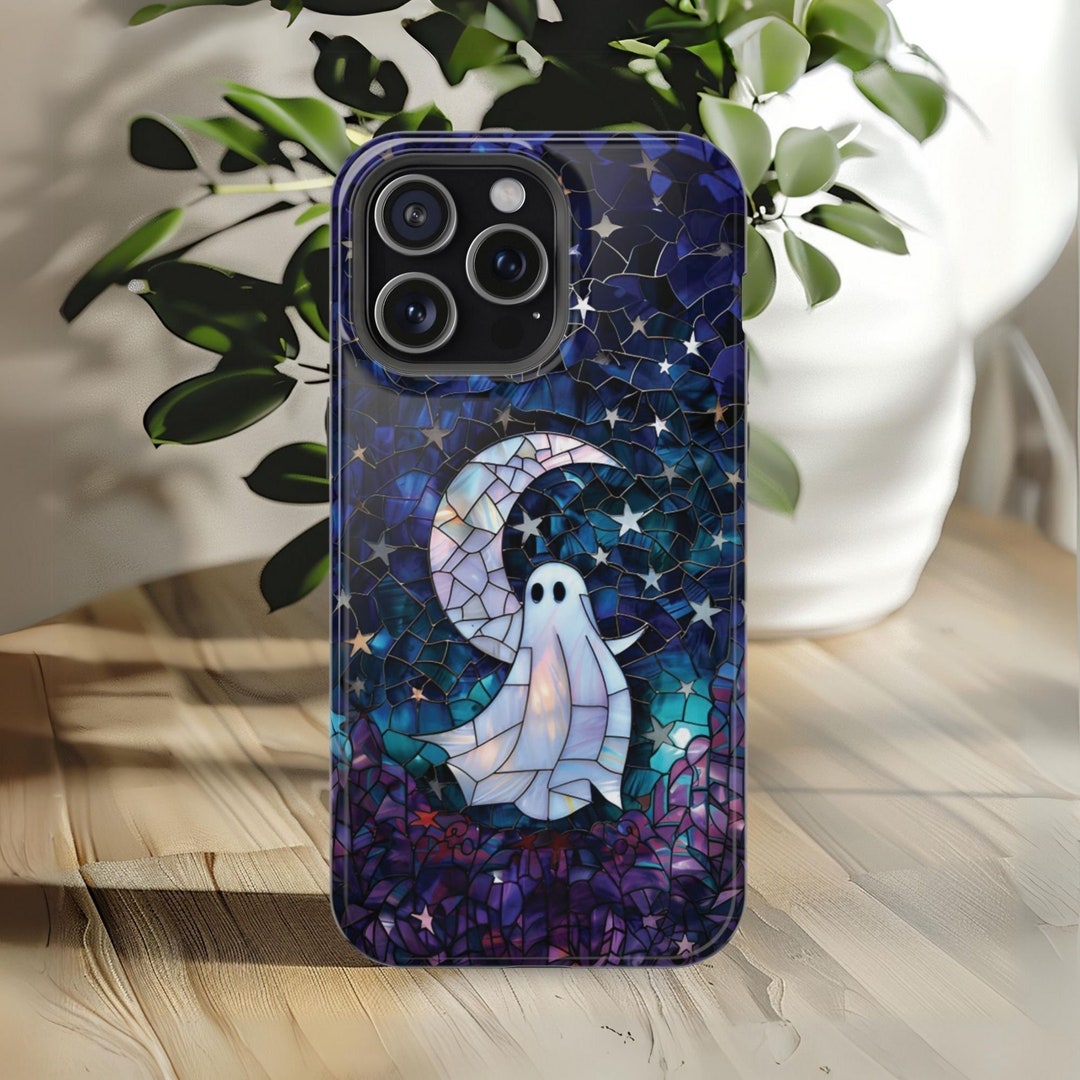 Celestial Ghost Magsafe Compatible Phone Case Spooky Moon and Stars ...