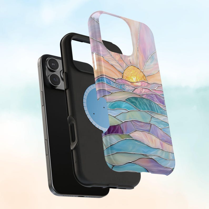 Pastel Beach Sunset Magsafe Compatible Phone Case Ocean Summer Faux ...