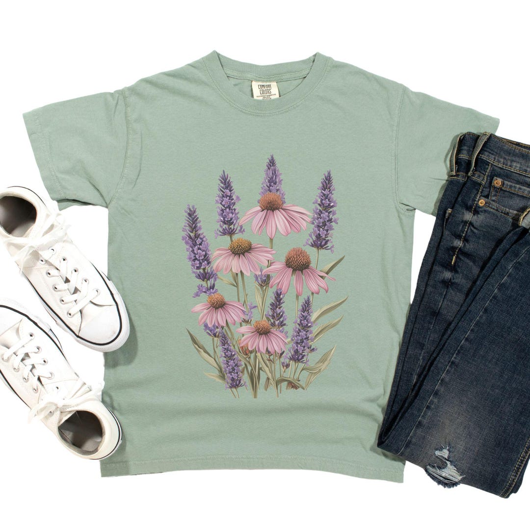 Wildflower Meadow Shirt Coneflower Comfort Colors T-shirt Lavender ...