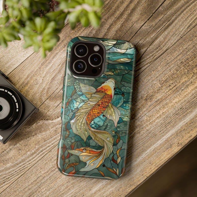 Koi Fish Magsafe Compatible Phone Case Underwater Zen Faux Stained ...