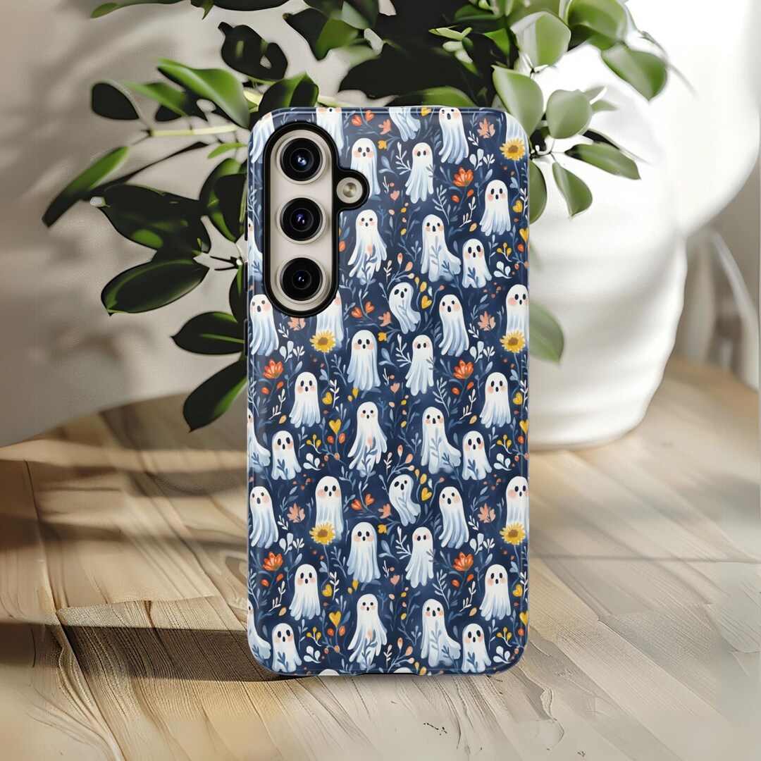 Ghost Phone Case Floral Cute Ghost Phone Cover Spooky Flower Cute Ghost ...