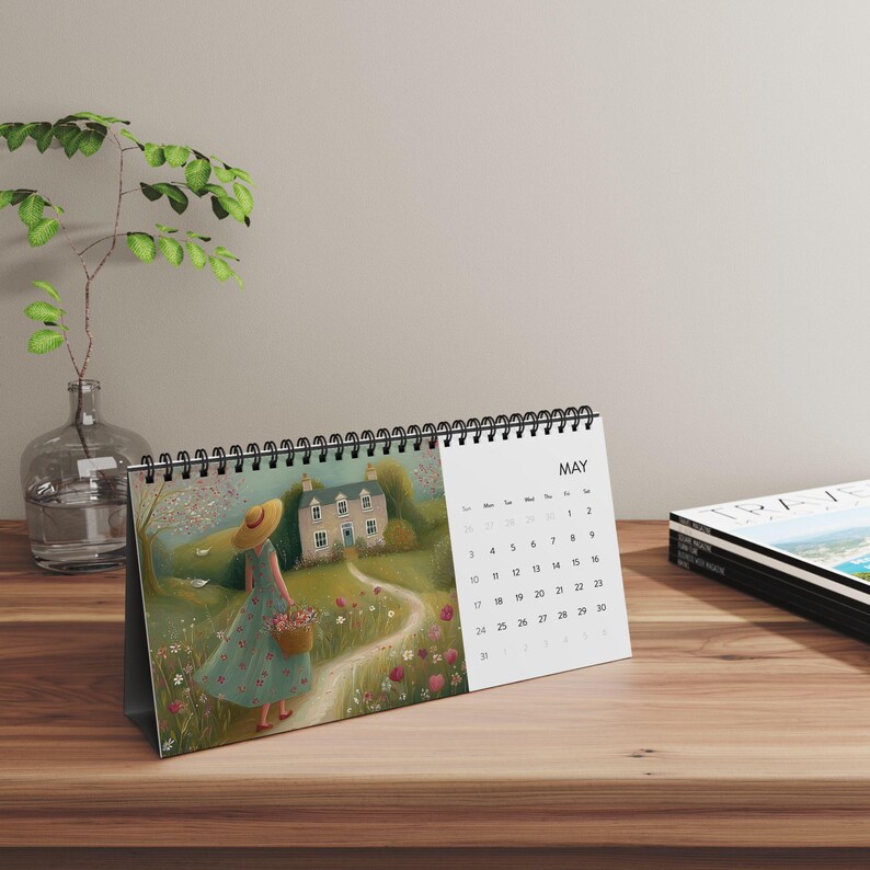 Whimsical Desktop Calendar 2026, Cottagecore Landscape Calendar New ...