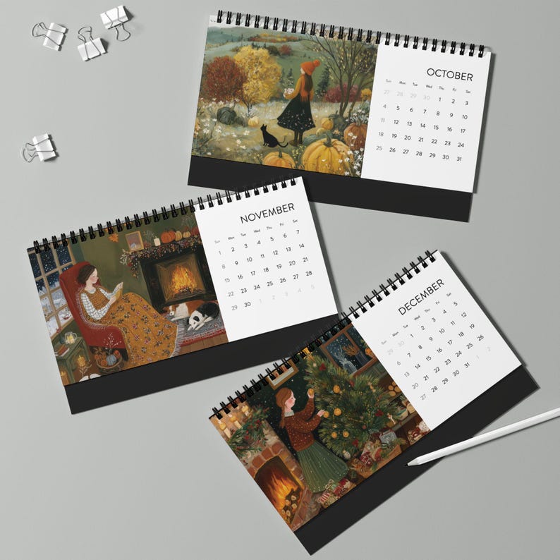 Whimsical Desktop Calendar 2026, Cottagecore Landscape Calendar New ...
