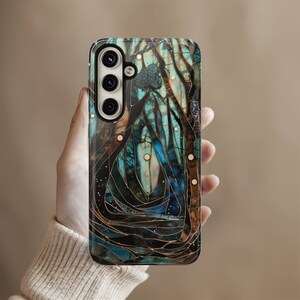Forest Phone Case Enchanted Woods Cover Faux Stained Glass Magical ...