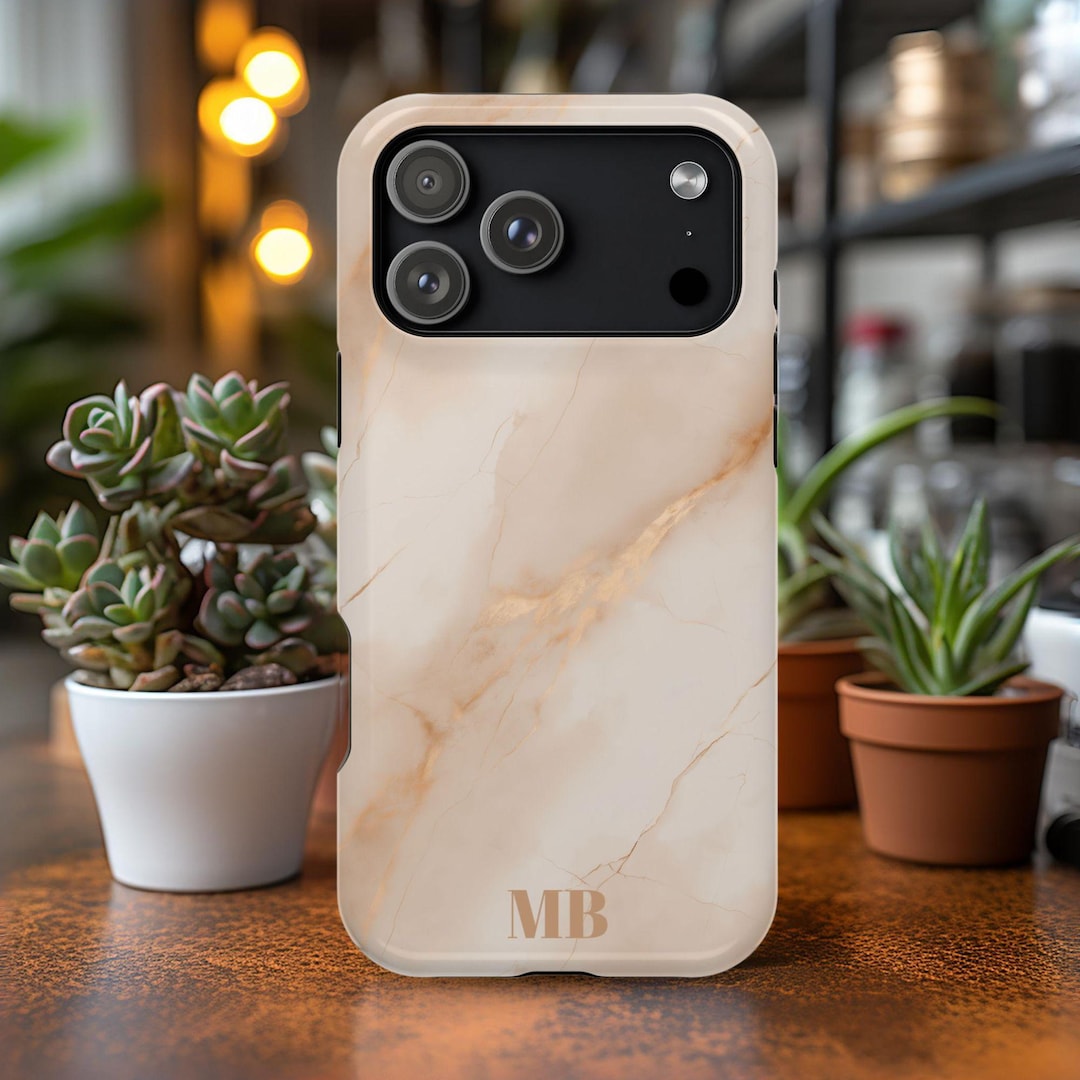 Personalized Magsafe Compatible Phone Case With Monogram, Faux Marble ...