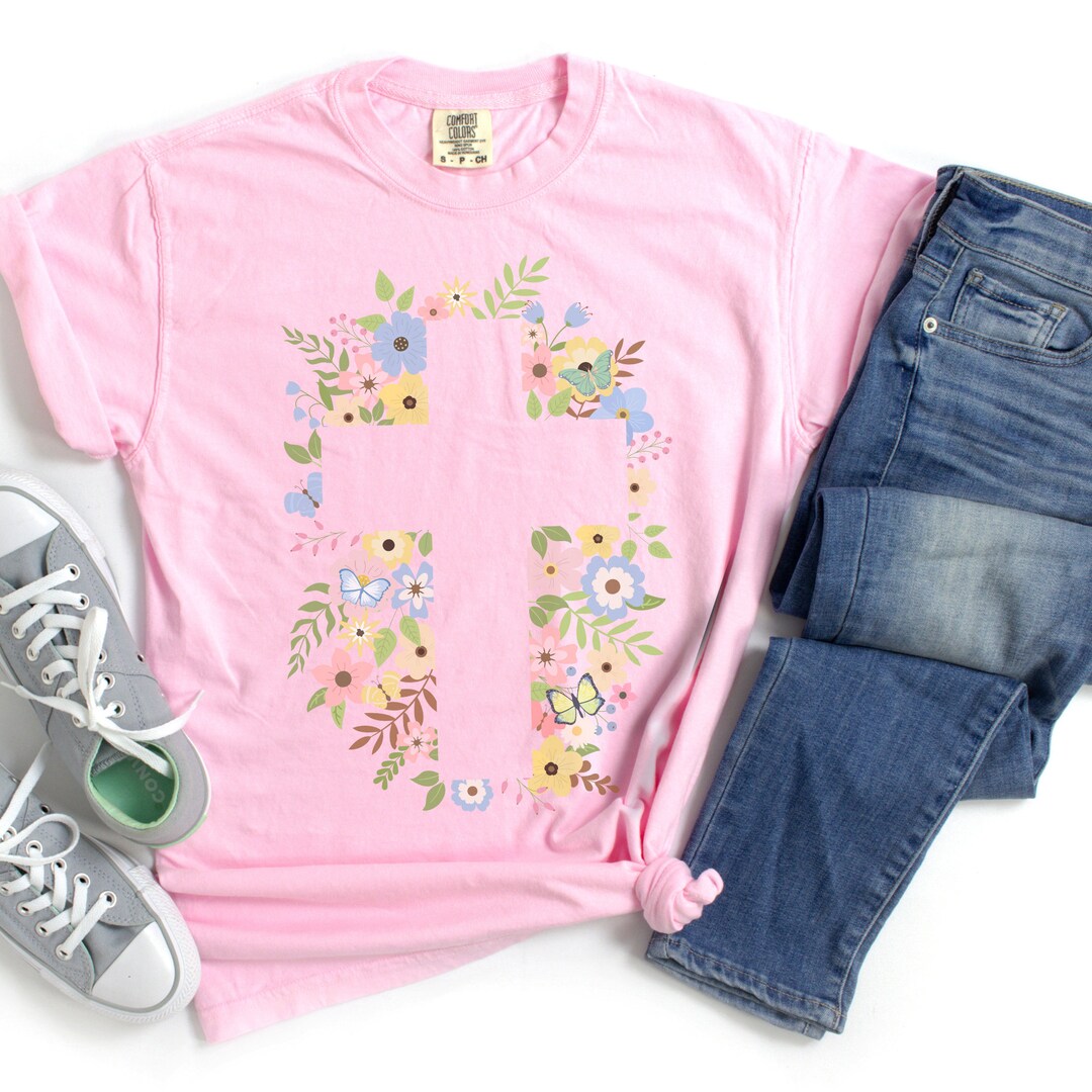 Easter T Shirt, Christian Easter Shirt, Floral Cross T-shirt, Easter ...