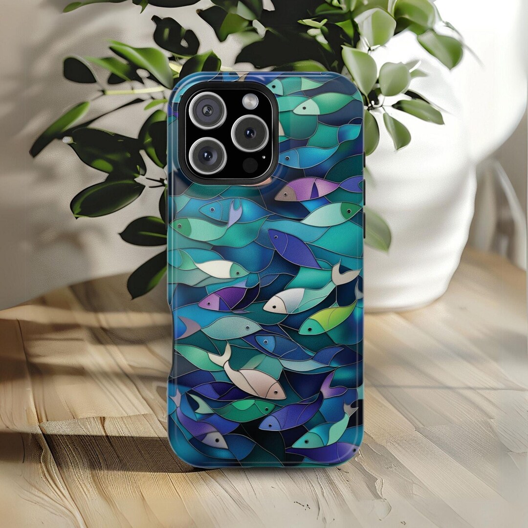 Fish Magsafe Compatible Phone Case Ocean Faux Stained Glass Costal ...