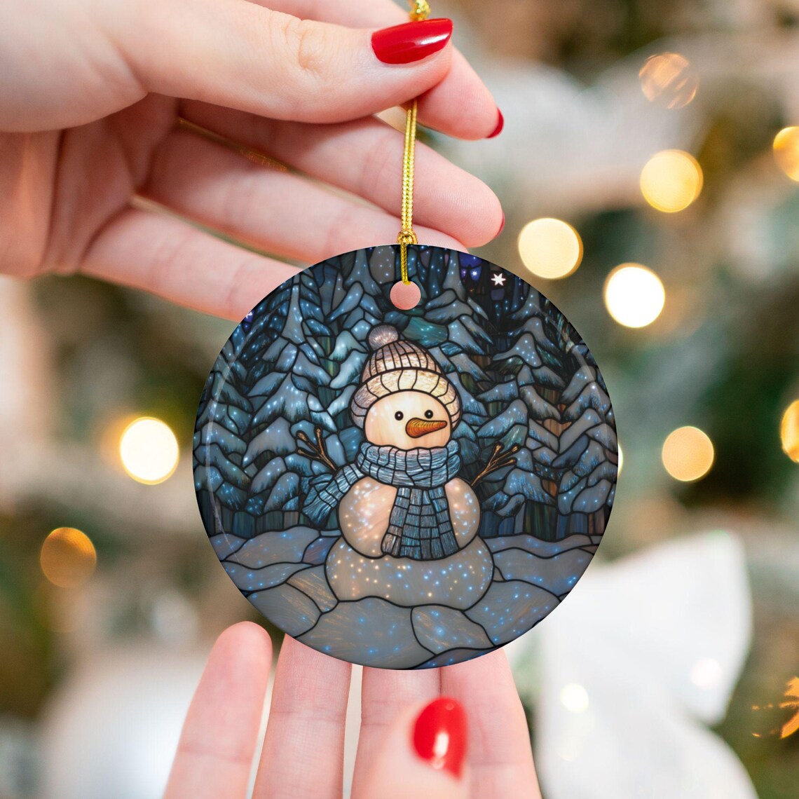 Snowman Christmas Ornament Blue Christmas Tree Decor Winter Wonderland ...