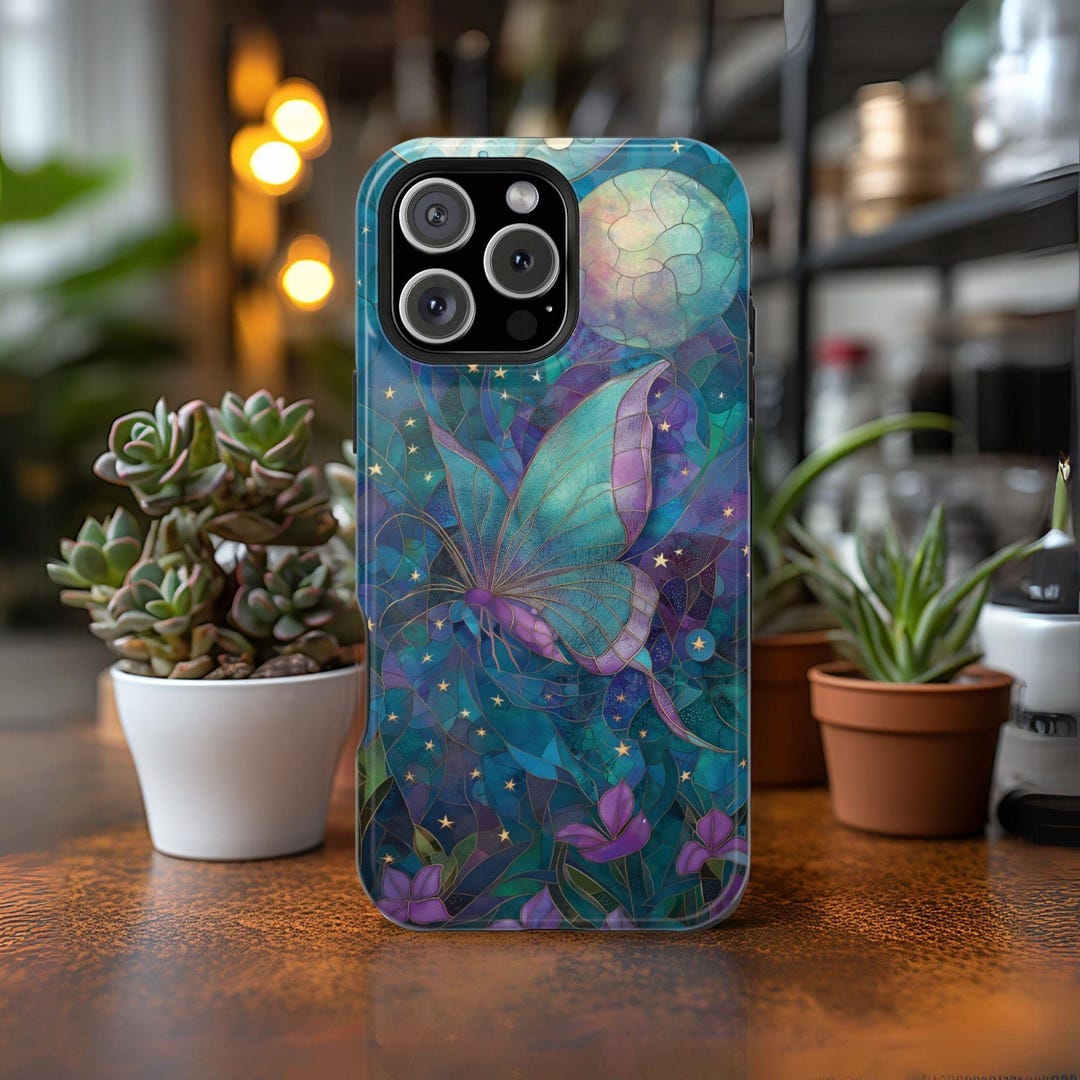 Celestial Butterfly Magsafe Compatible Phone Case, Moth Moon & Stars ...