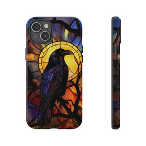 Raven Phone Case Black Bird Cover Faux Stained Glass Esoteric Gift for ...
