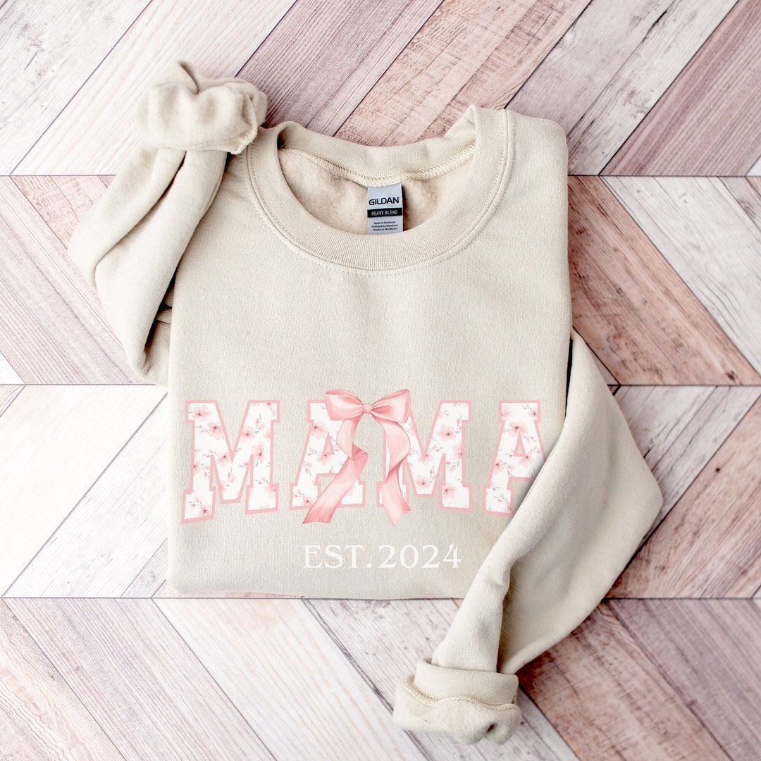 Coquette Mama Sweatshirt Custom Pink Bow Mom Crewneck Personalized ...