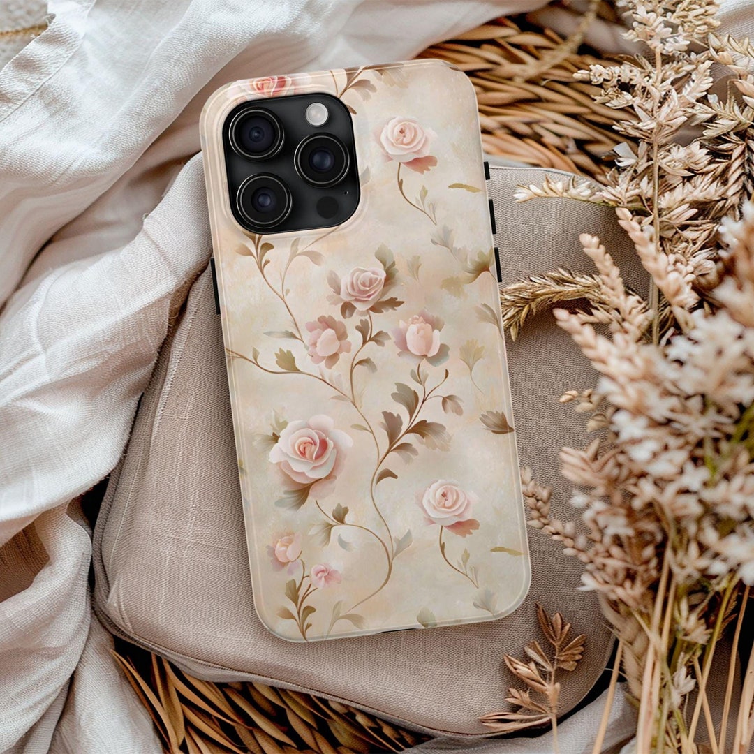 Victorian Floral Phone Case Coquette Vintage Inspired Soft Pink Roses ...