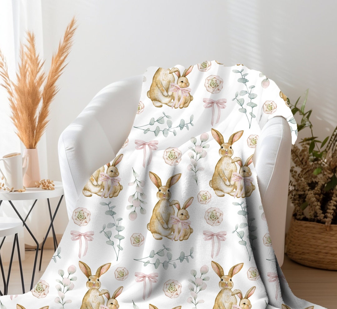 Bunny Throw Blanket Easter Home Decor, Spring Home Decor, Easter Bunny ...