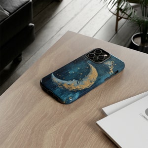 Vintage Painting Moon & Stars Phone Case, Celestial Mystical, iPhone 15 Pro Max, 14, 13, 12, 11 ...