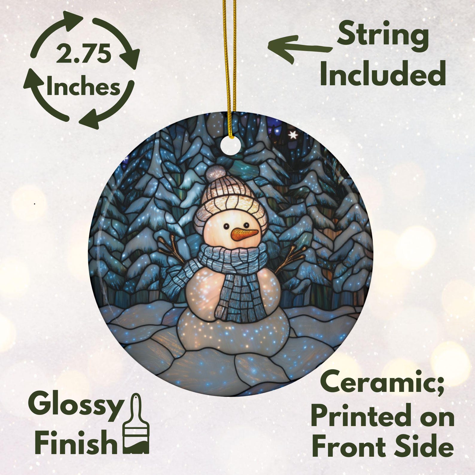 Snowman Christmas Ornament Blue Christmas Tree Decor Winter Wonderland ...