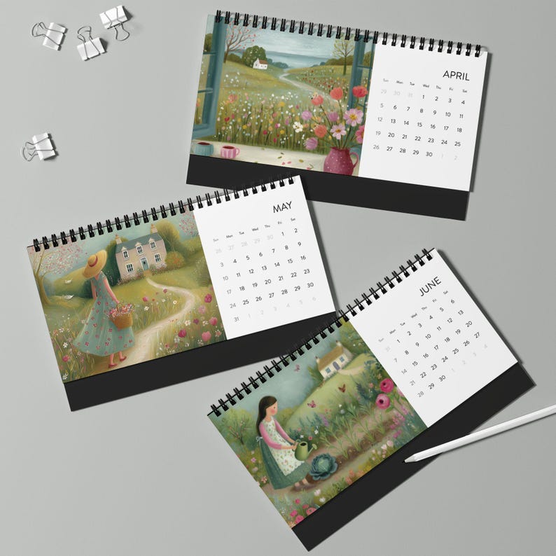 Whimsical Desktop Calendar 2026, Cottagecore Landscape Calendar New ...