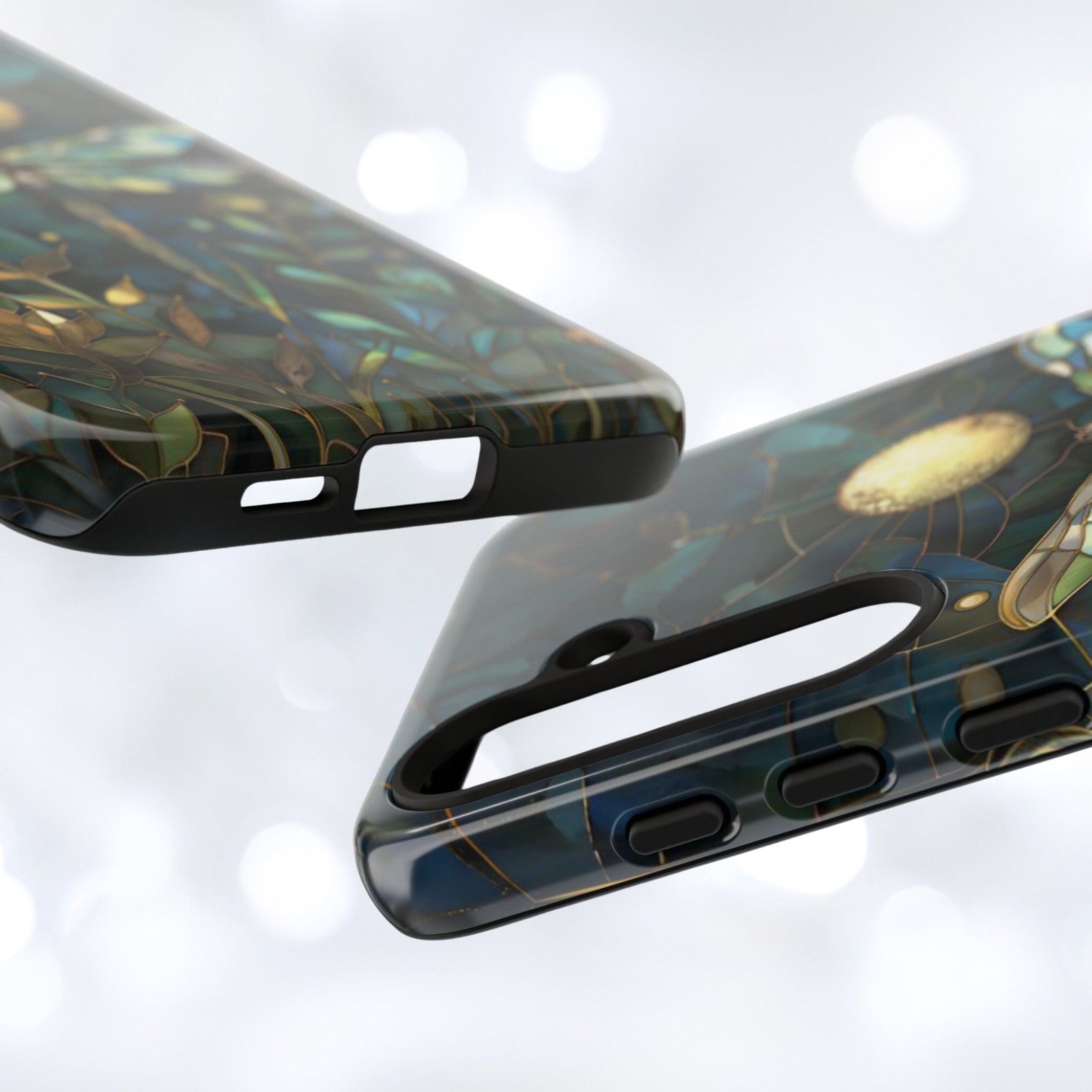 Cottagecore Phone Case Celestial Dragonfly Faux Stained Glass Cover ...