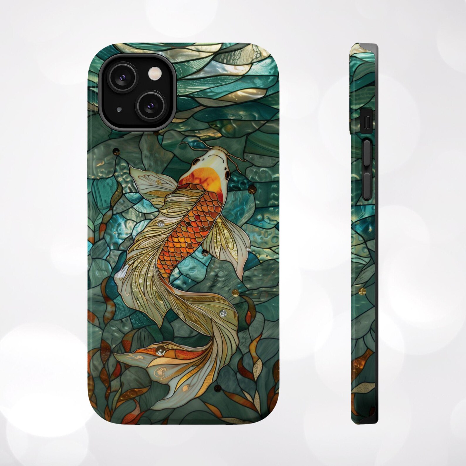 Koi Fish Magsafe Compatible Phone Case Underwater Zen Faux Stained ...