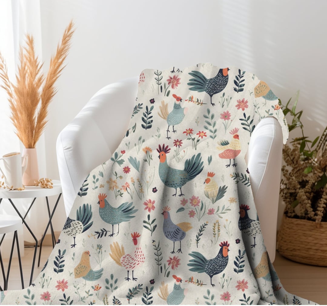 Chicken Throw Blanket Crazy Chicken Lady Blanket Floral Chicken