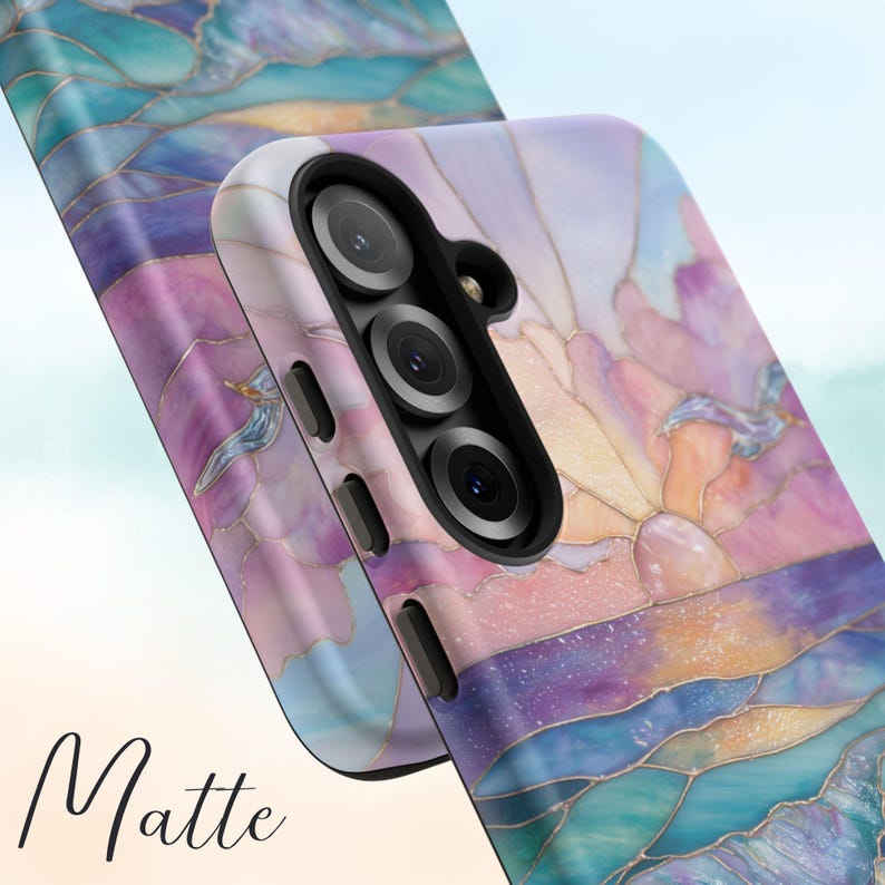 Coastal Sunset Phone Case Beach Faux Stained Glass Cover Island ...