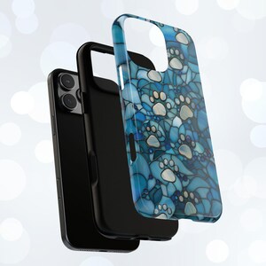 Dog Paw Prints Phone Case Faux Stained Glass Dog Lover Gift Puppy Paws ...