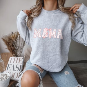 Coquette Mama Sweatshirt Custom Pink Bow Mom Crewneck Personalized ...
