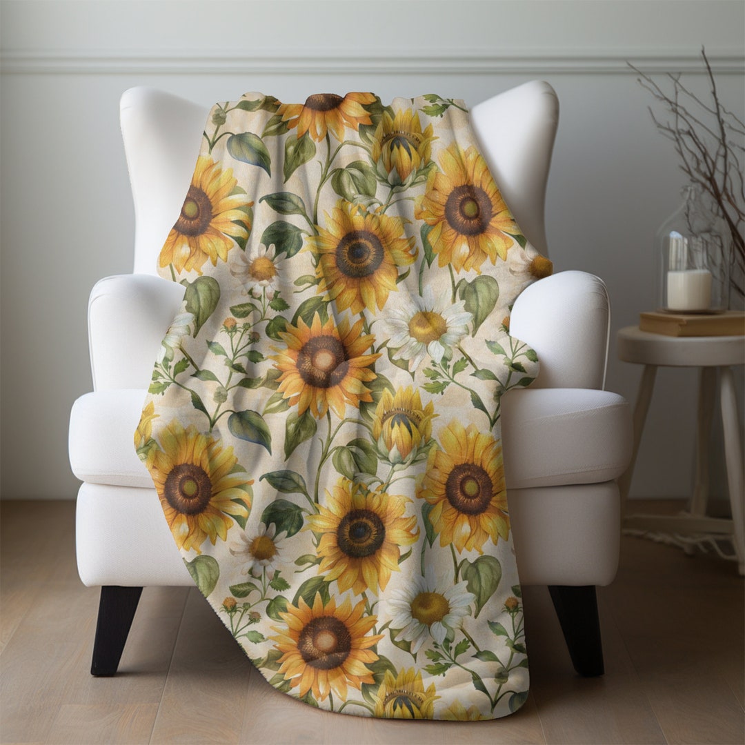 Fall Throw Blanket Fall Home Decor Sunflower Fleece Blanket Sunflower ...