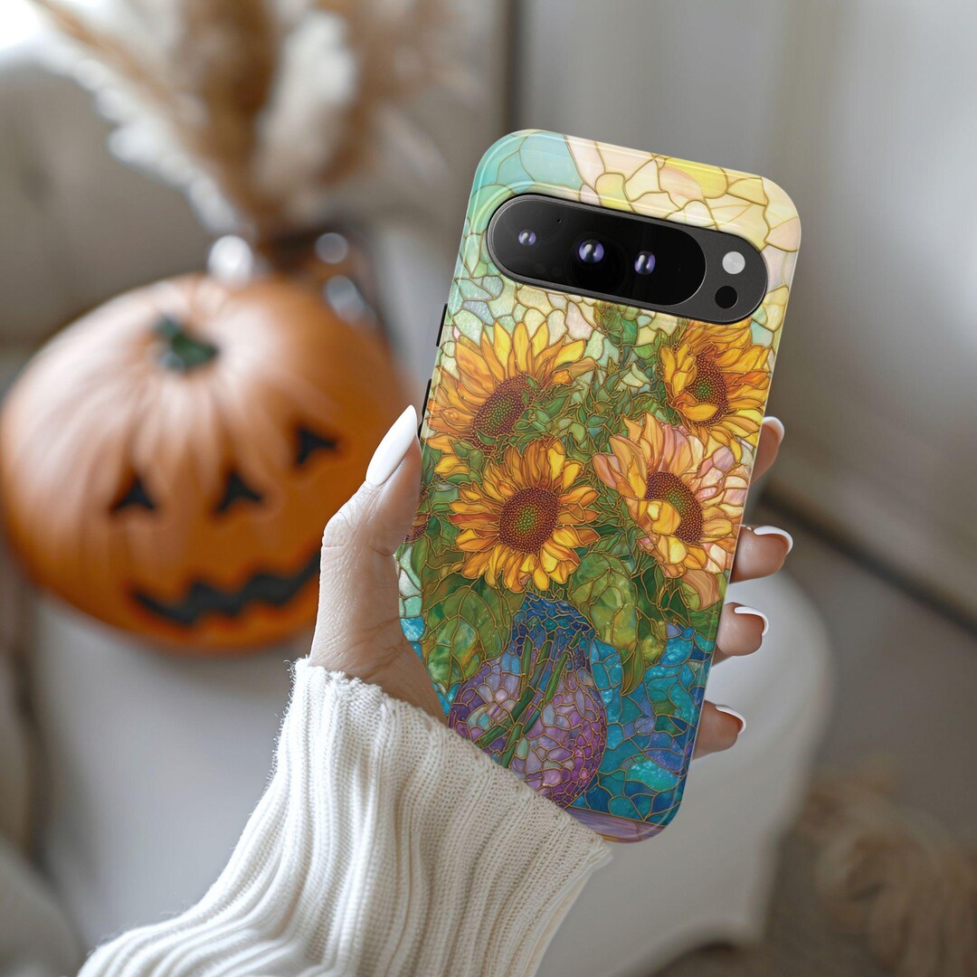 Sunflower Phone Case Floral Faux Stained Glass Fall Phone Case Summer ...