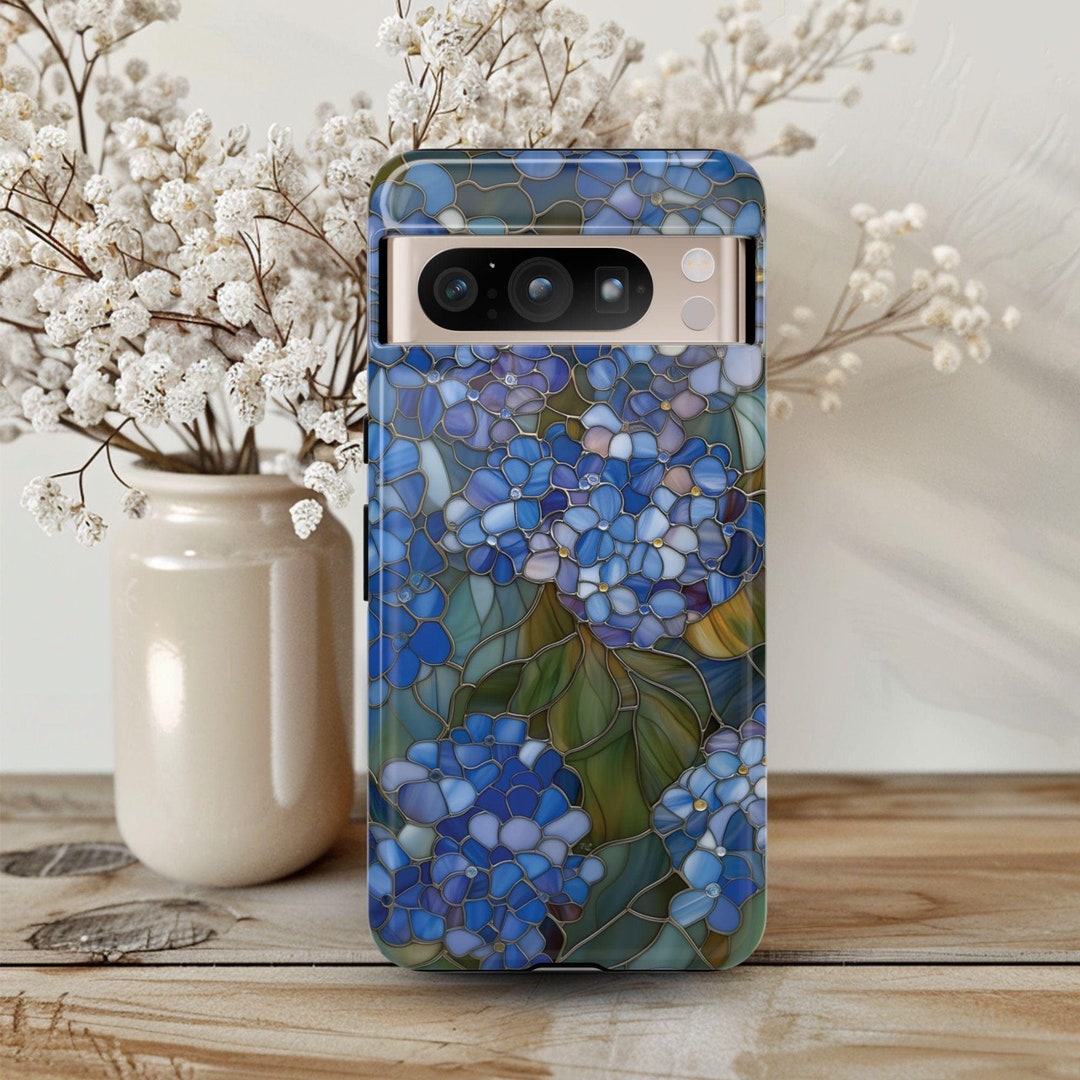 Hydrangea Flower Phone Case Hydrangea Garden Faux Stained Glass Floral ...
