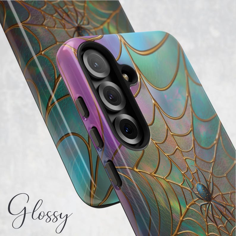 Spider Web Halloween Phone Case Spider Faux Stained Glass Cover for ...