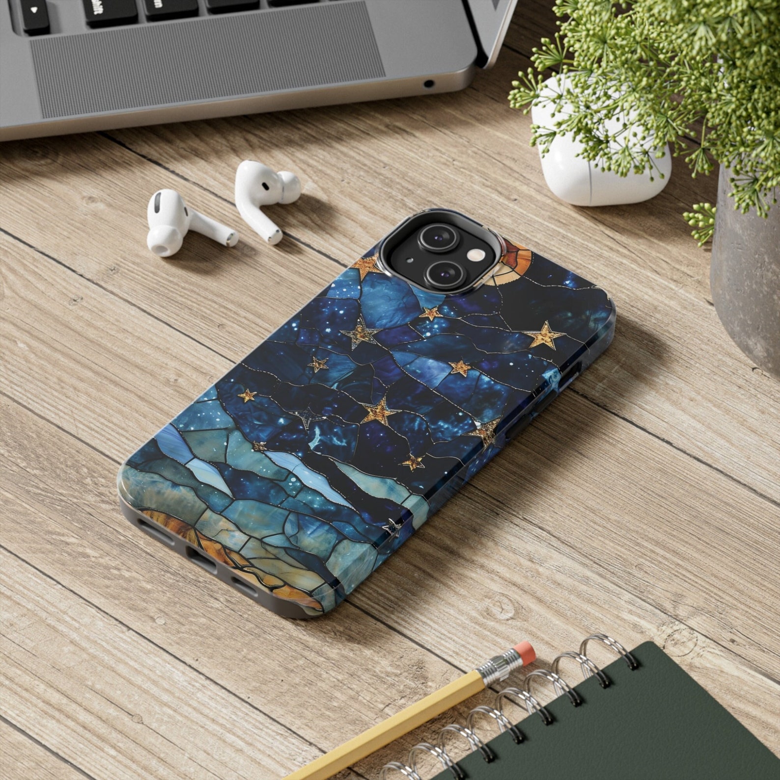 Stars Phone Case Faux Stained Glass, Starry Night Cover, iPhone 11 12 ...