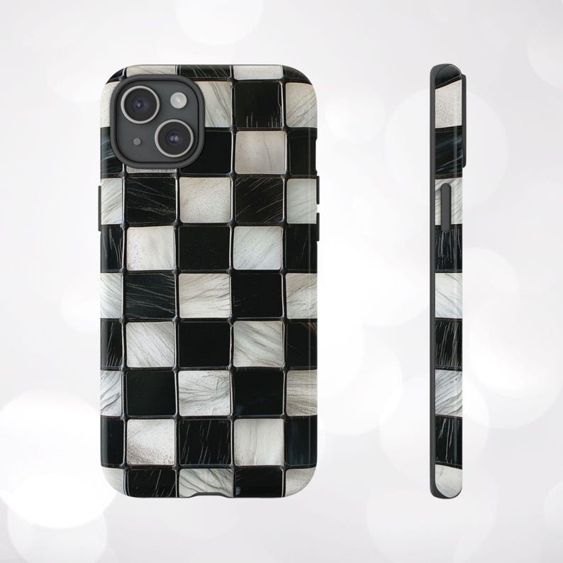 Retro Checkerboard Phone Case Checkered Faux Stained Glass Phone Case ...