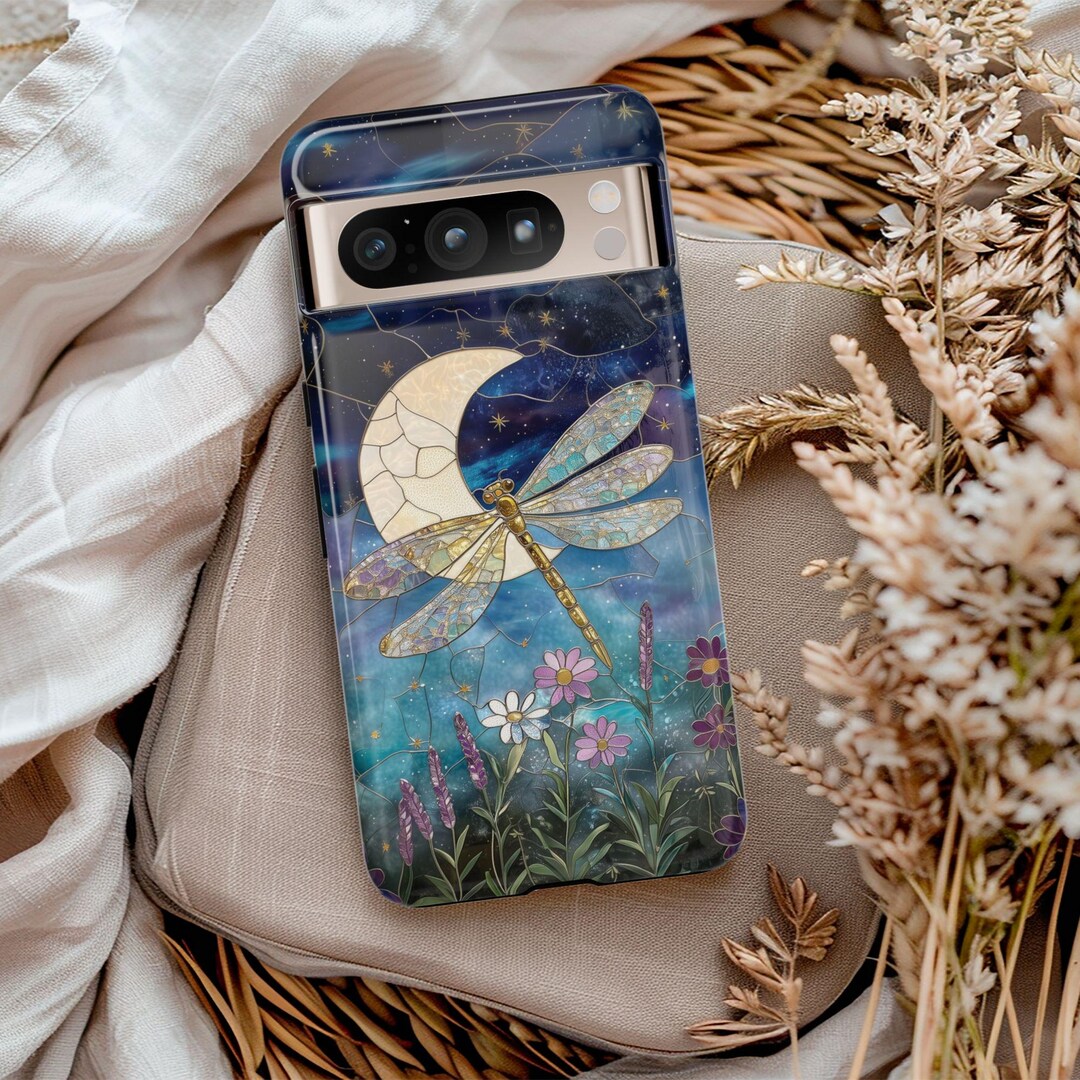 Pastel Dragonfly Faux Stained Glass Phone Case Celestial Dragonflies ...