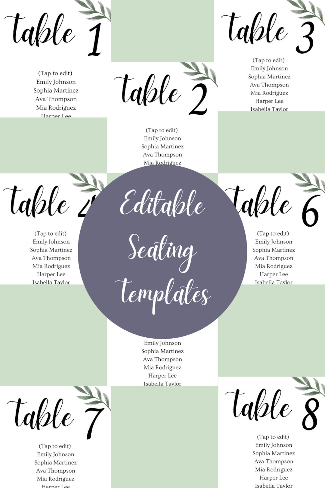Editable Table Number Template Etsy