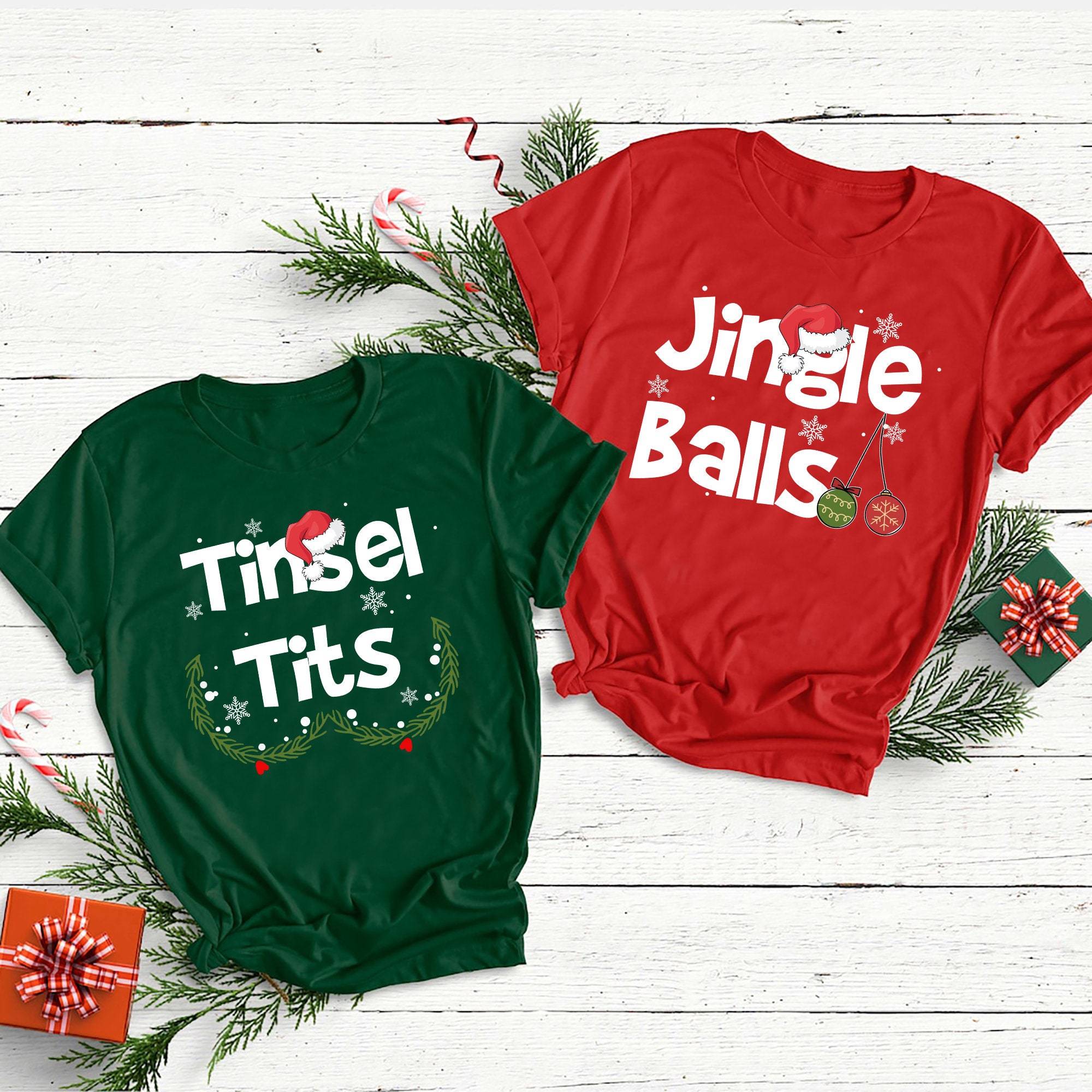 Funny Couples Christmas Shirts Jingle Balls Tinsel Tits Etsy Canada