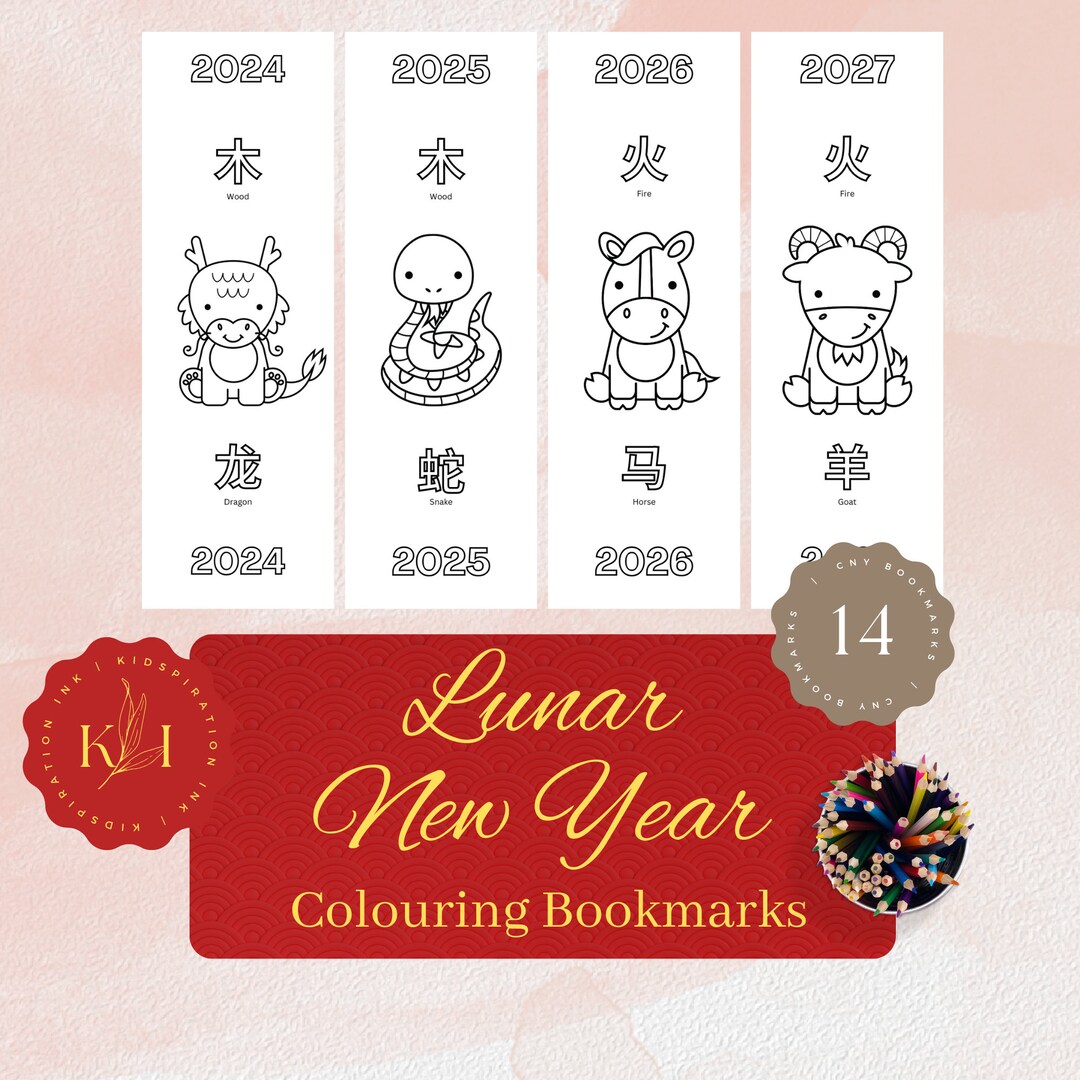 Lunar New Year Bookmarks, All 12 Animals, Chinese Zodiac, Coloring ...