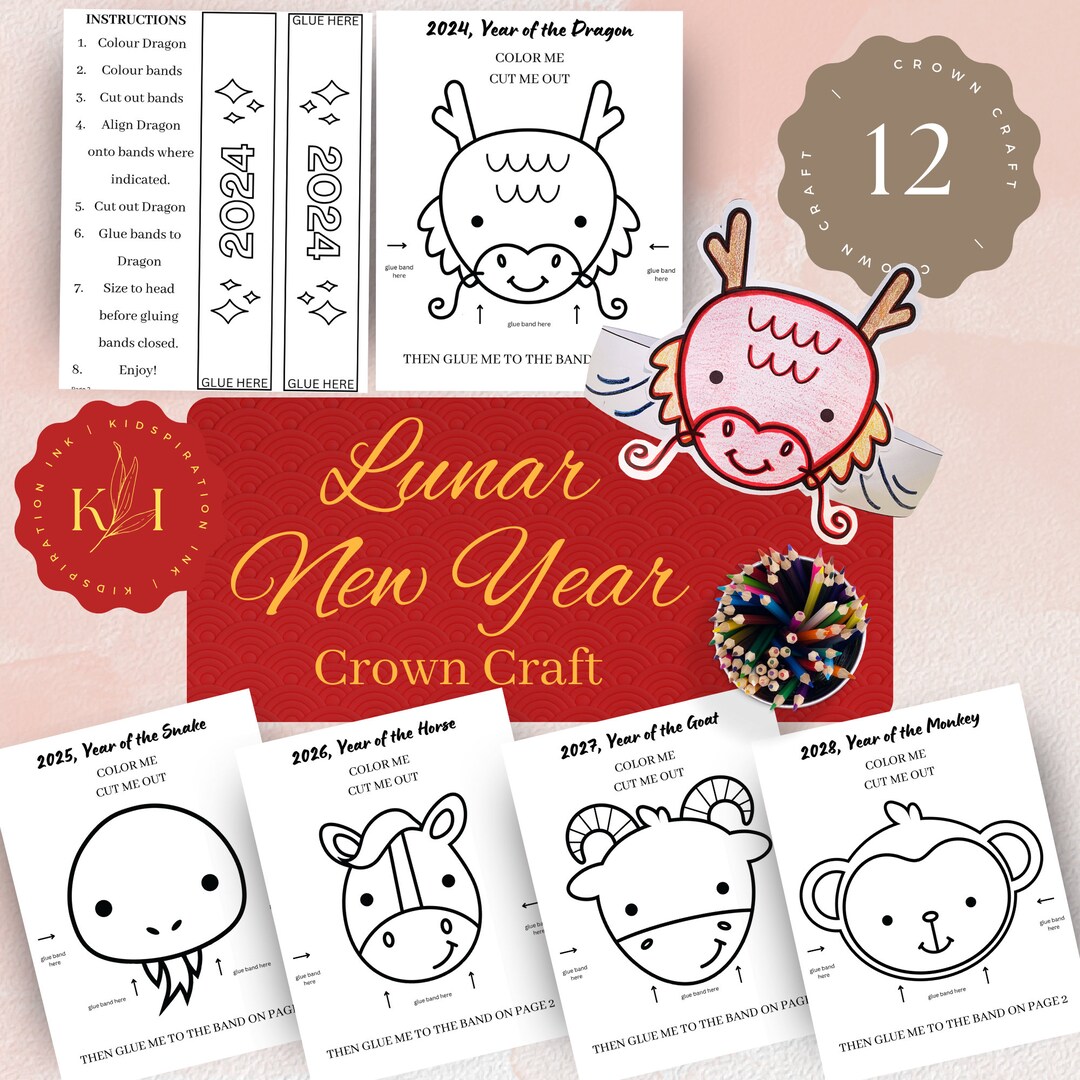 2024 Lunar New Year, Crown Craft, Kids Activity, Homeschool, Year of ...