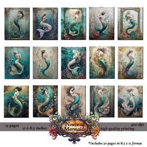 Nouveau Mermaids/mermaid Junk Journal/digital Papers/printable - Etsy