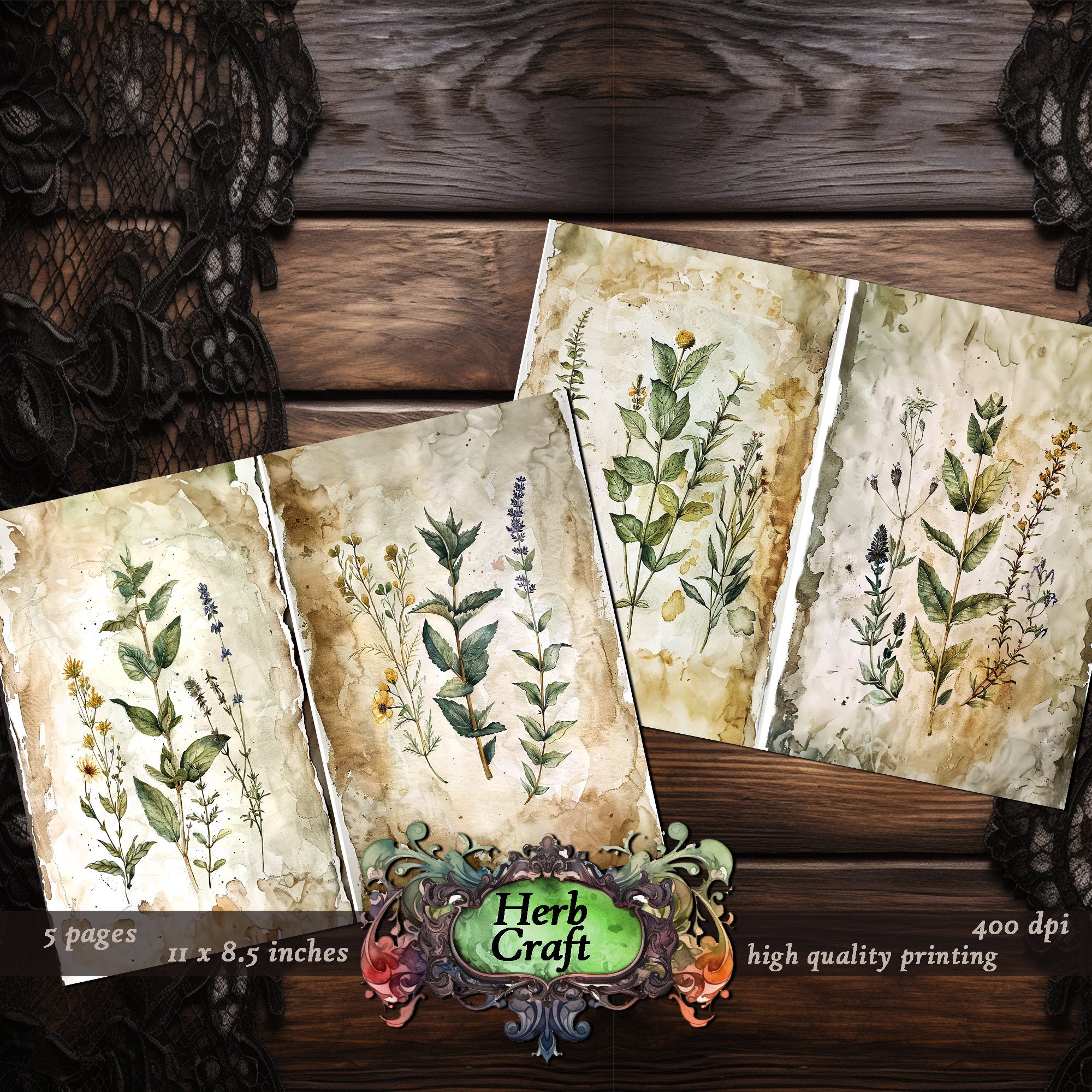 Herb Craft, Herbal Junk Journal Pages, Apothecary Digital Pages, Plant ...