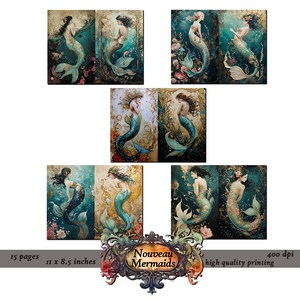 Nouveau Mermaids/mermaid Junk Journal/digital Papers/printable - Etsy