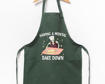 Having a Mental Bake Down Apron, Skeleton Chef Apron, Gift for Baker ...