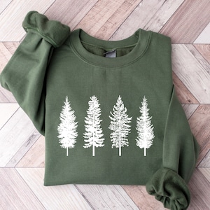 Christmas Sweatshirt, Evergreen Trees, Pine Tree Sweatshirt, Christmas ...