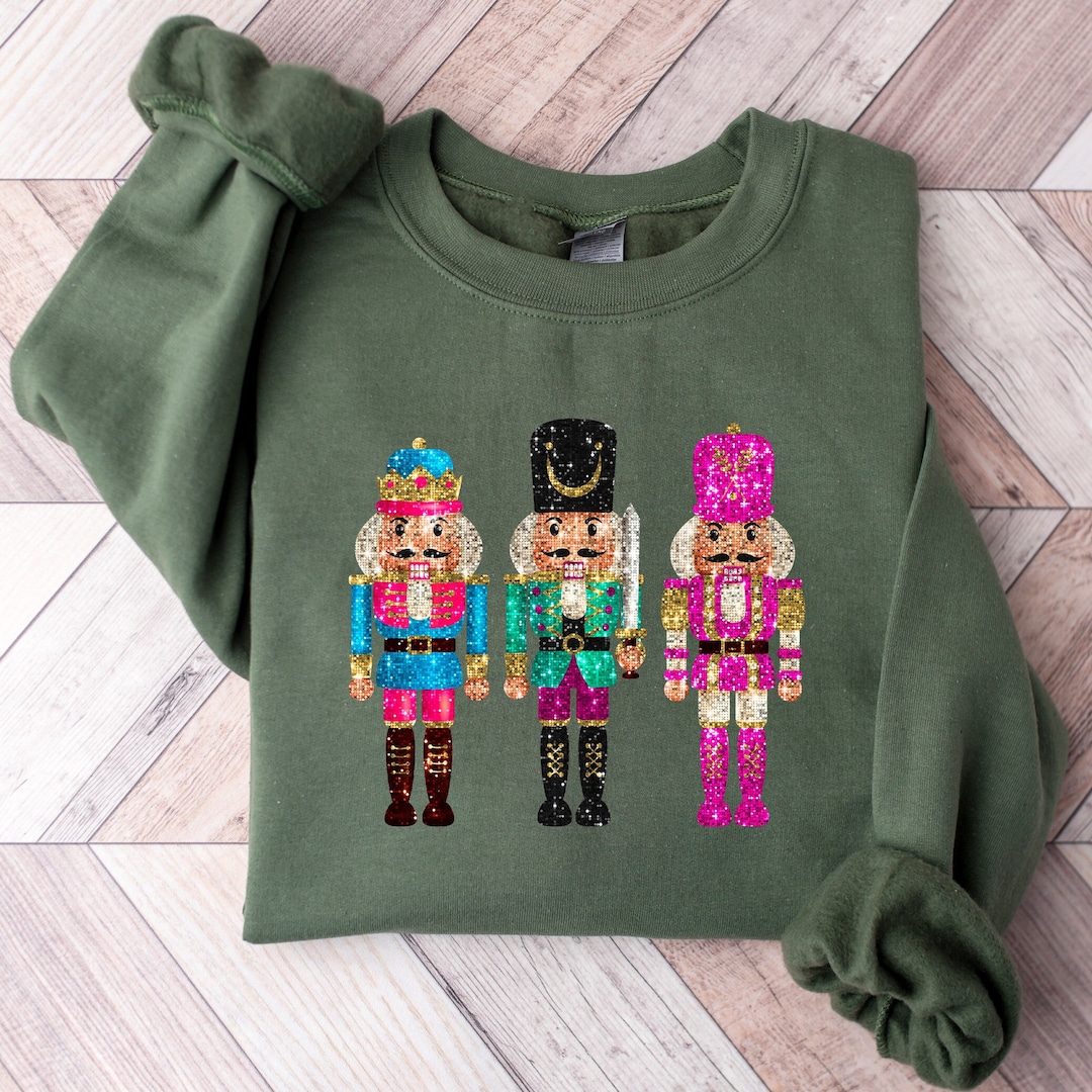 Nutcracker Sweatshirt, Christmas Nutcracker Shirt, Christmas Gift, Faux Sequin Shirt, Womens ...