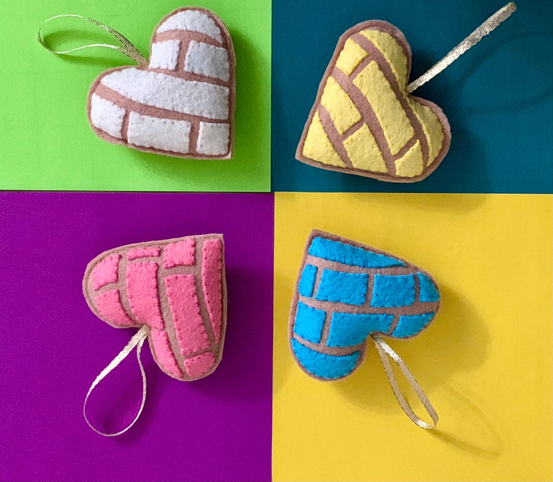 Sweet Felt Concha Pan Dulce Heart Mini Ornament- Pink Version - Etsy