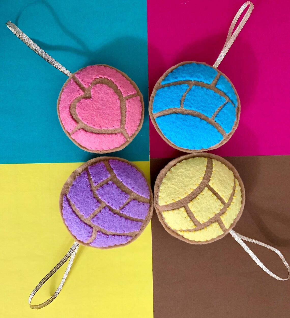 Sweet Felt Concha Pan Dulce- 4 Mini Ornament Set, Ready to Ship - Etsy