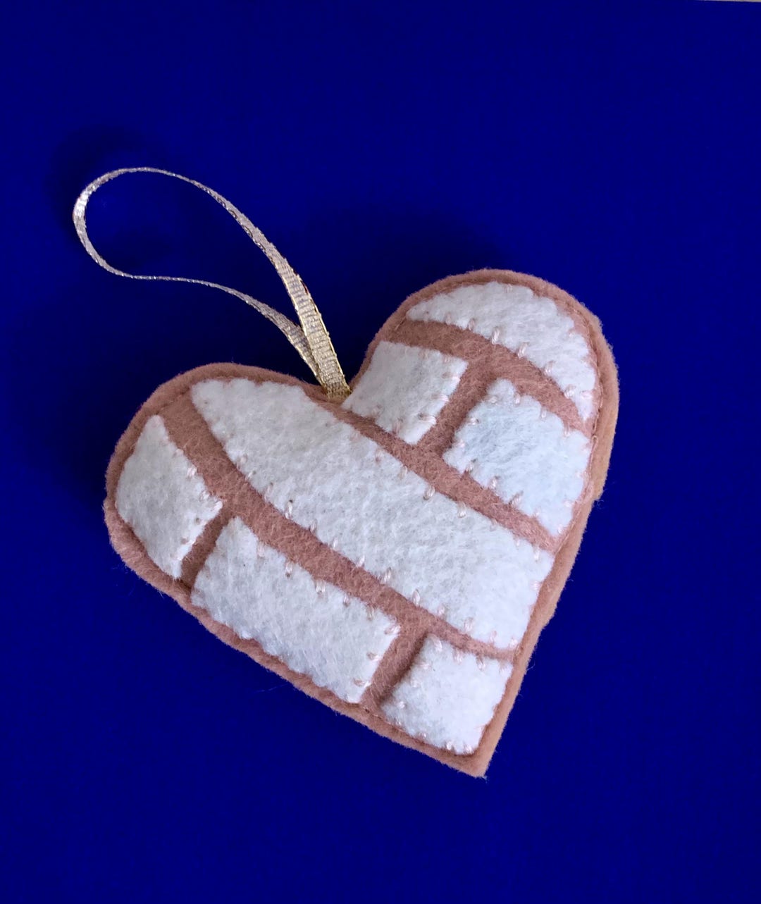 Sweet Felt Concha Pan Dulce Heart Mini Ornament- Cream Version - Etsy
