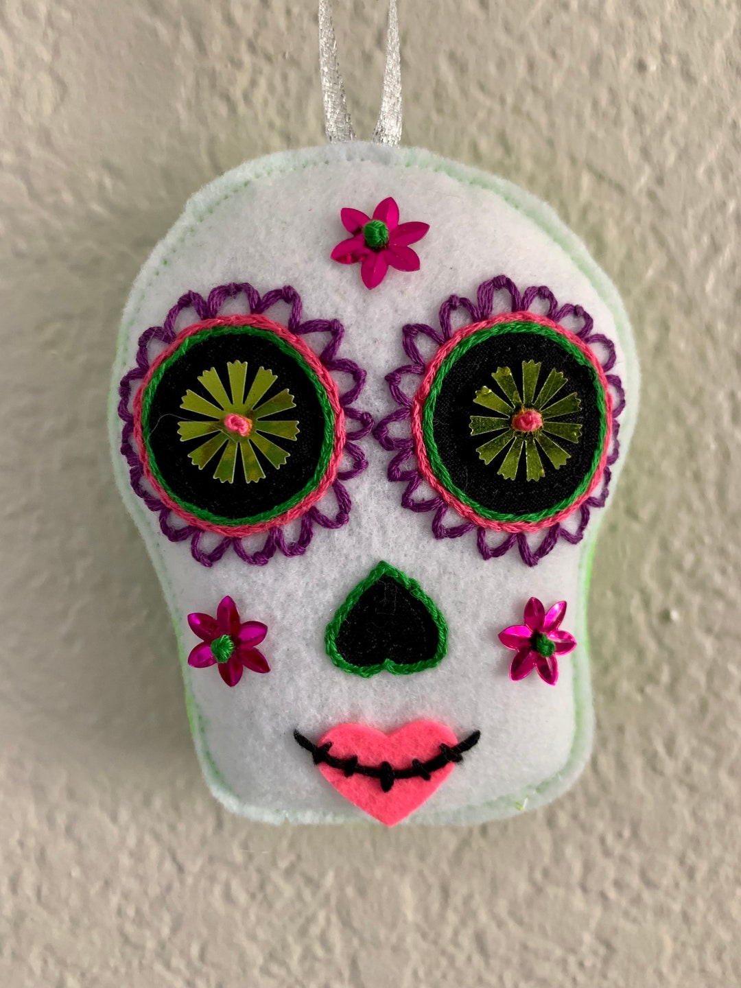 Colorful Felt Sugar Skull Ornament dia De Los Muertos, Day of the Dead ...