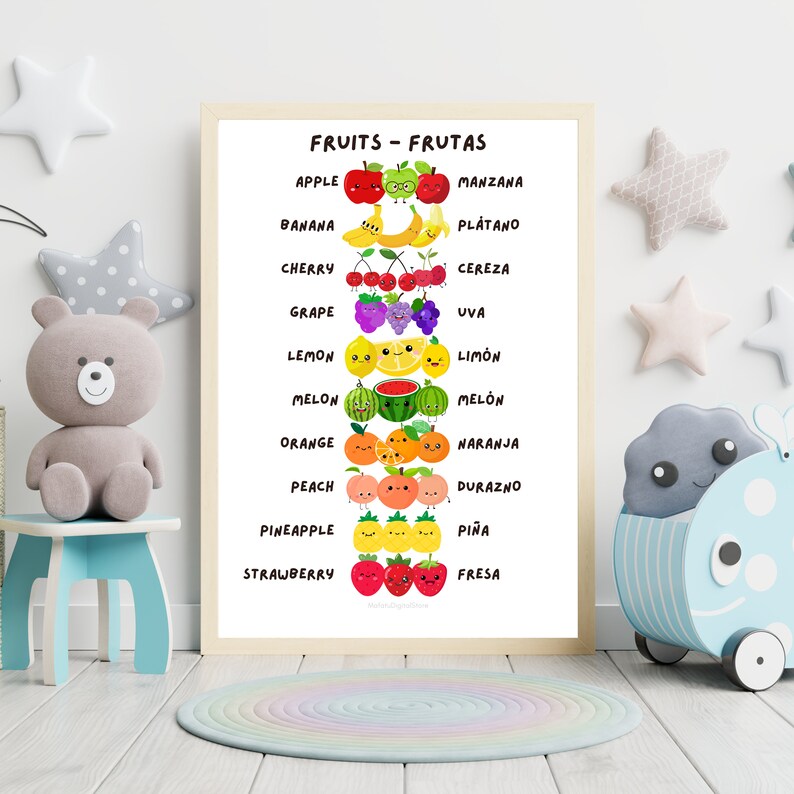 Bilingual English-spanish Flashcards for Children, Educational Posters ...